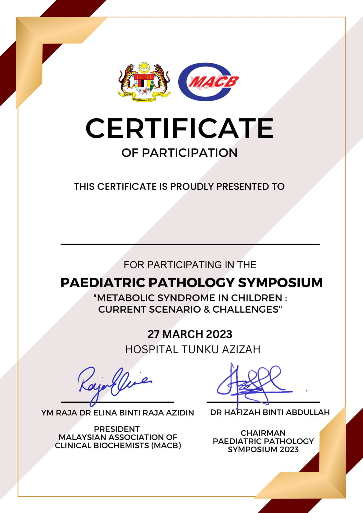 Symposium e-Certificate - MACB